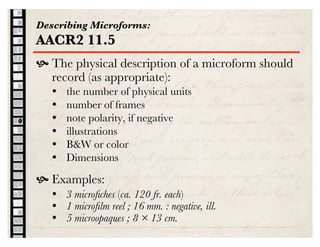LIS531M: Cataloging Microforms & Manuscripts | PDF