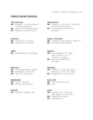 LIS 642 1 Graphic Design Thesaurus | PDF | Desktop Publishing ...