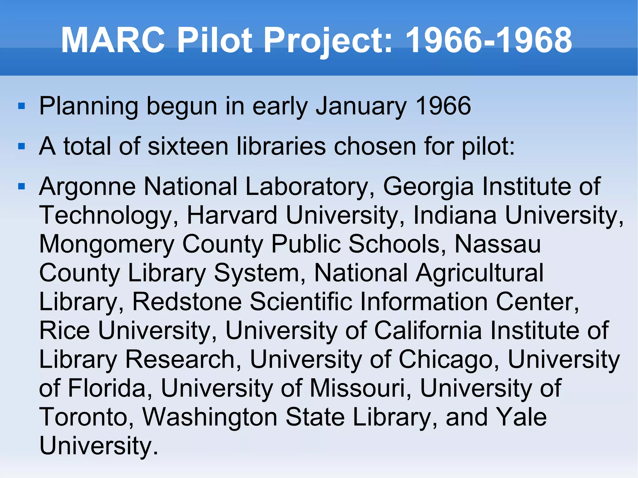 A brief history of MARC | ODP