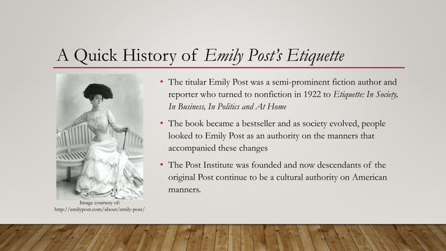 LIS 704: Ready Reference Instruction for Emily Post's Etiquette | PPT