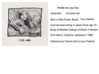 Lisa Ono | PPT | Jazz | Music