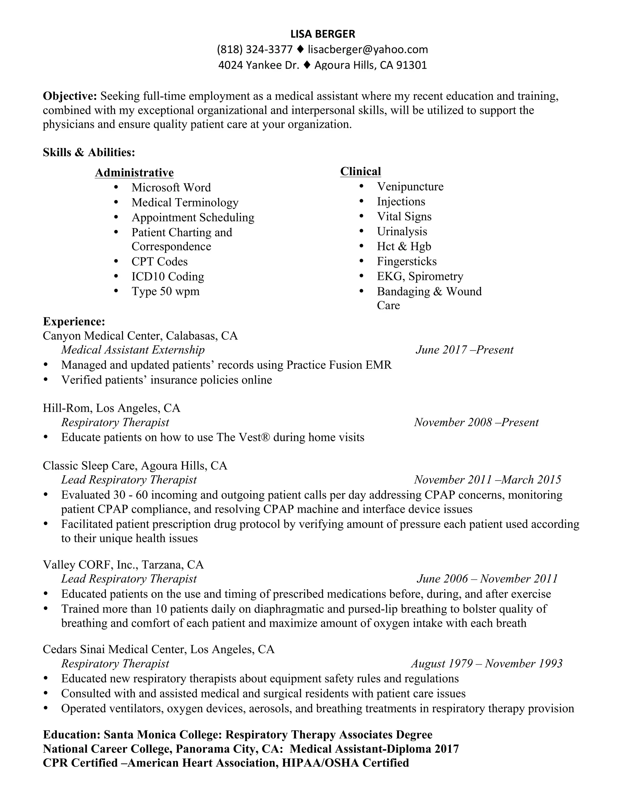 Lisa berger resume | PDF
