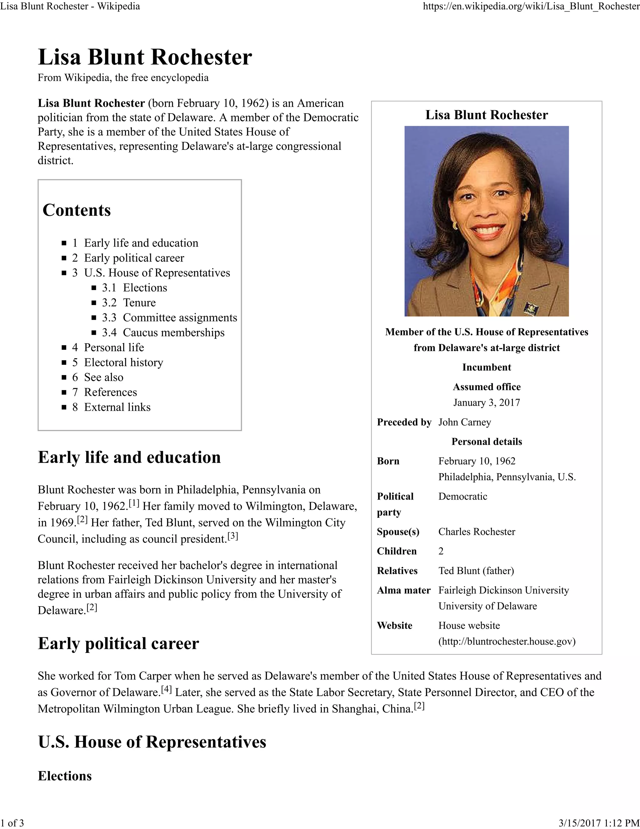 Lisa Blunt Rochester wikipedia (highlighted) | PDF