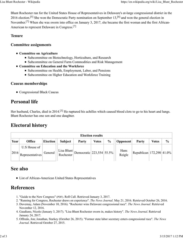 Lisa Blunt Rochester wikipedia (highlighted) | PDF