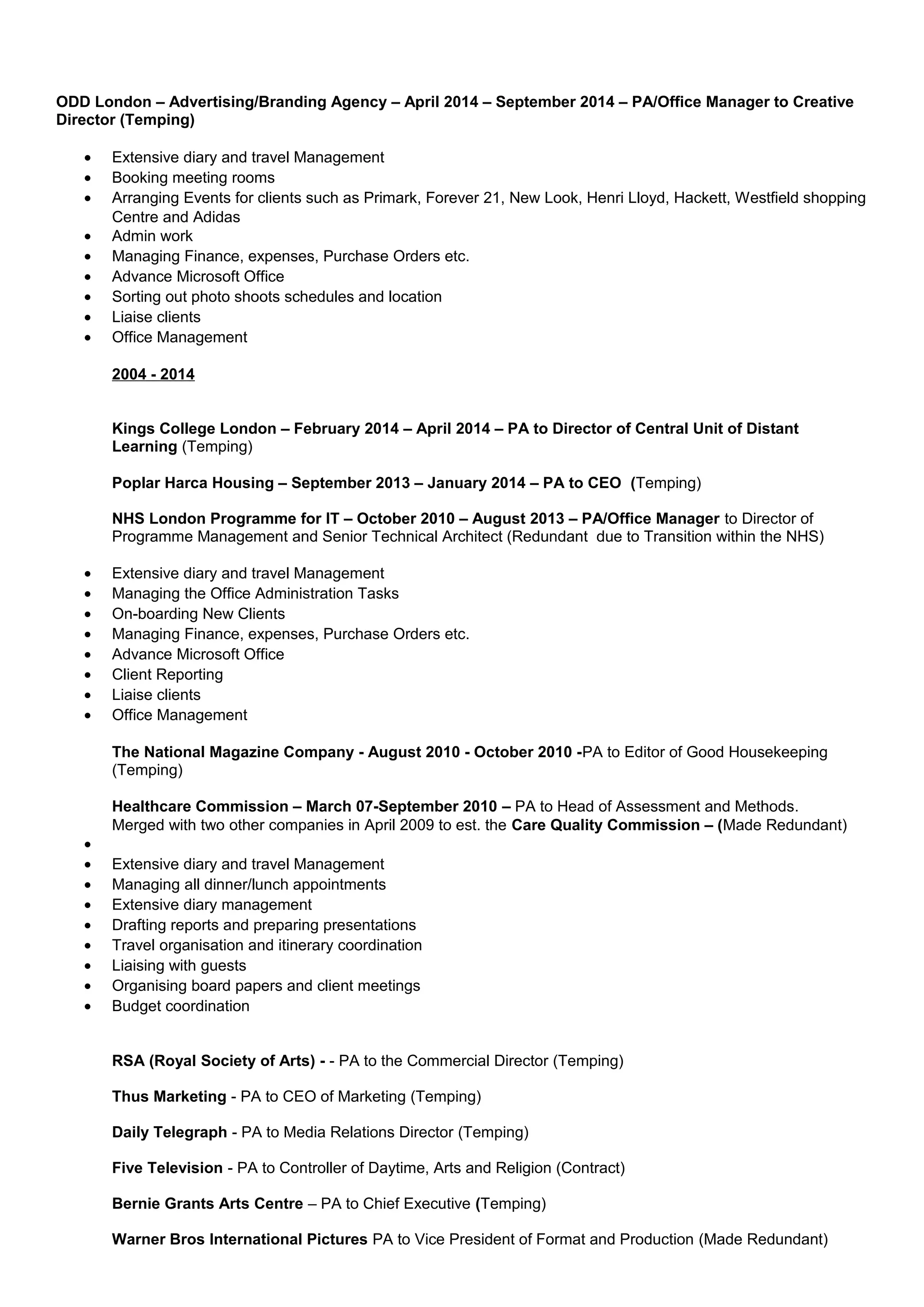 Lisa franklin cv april 2017 | DOC