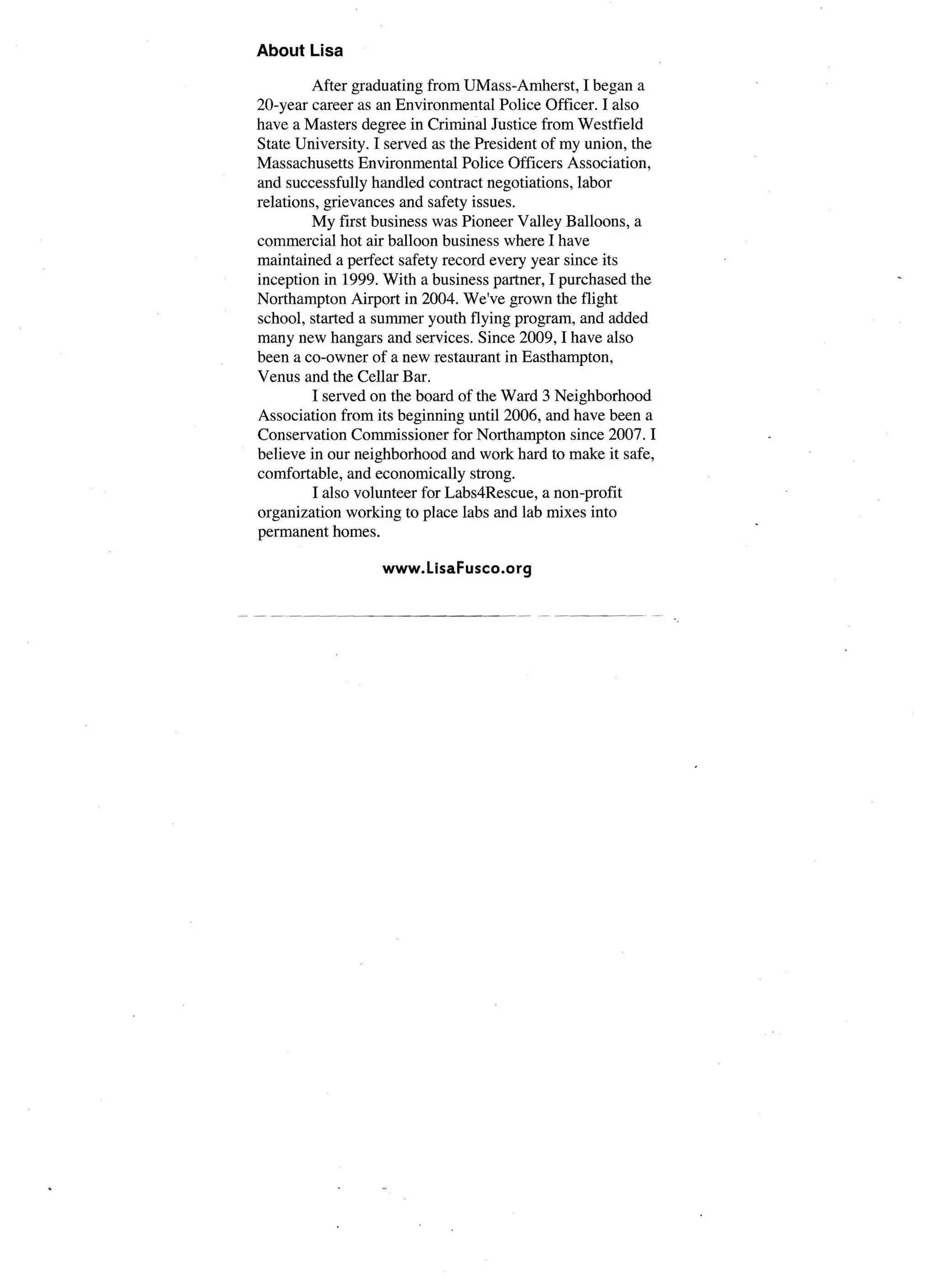 Lisa Fusco Campaign Flyer 2011 April | PDF