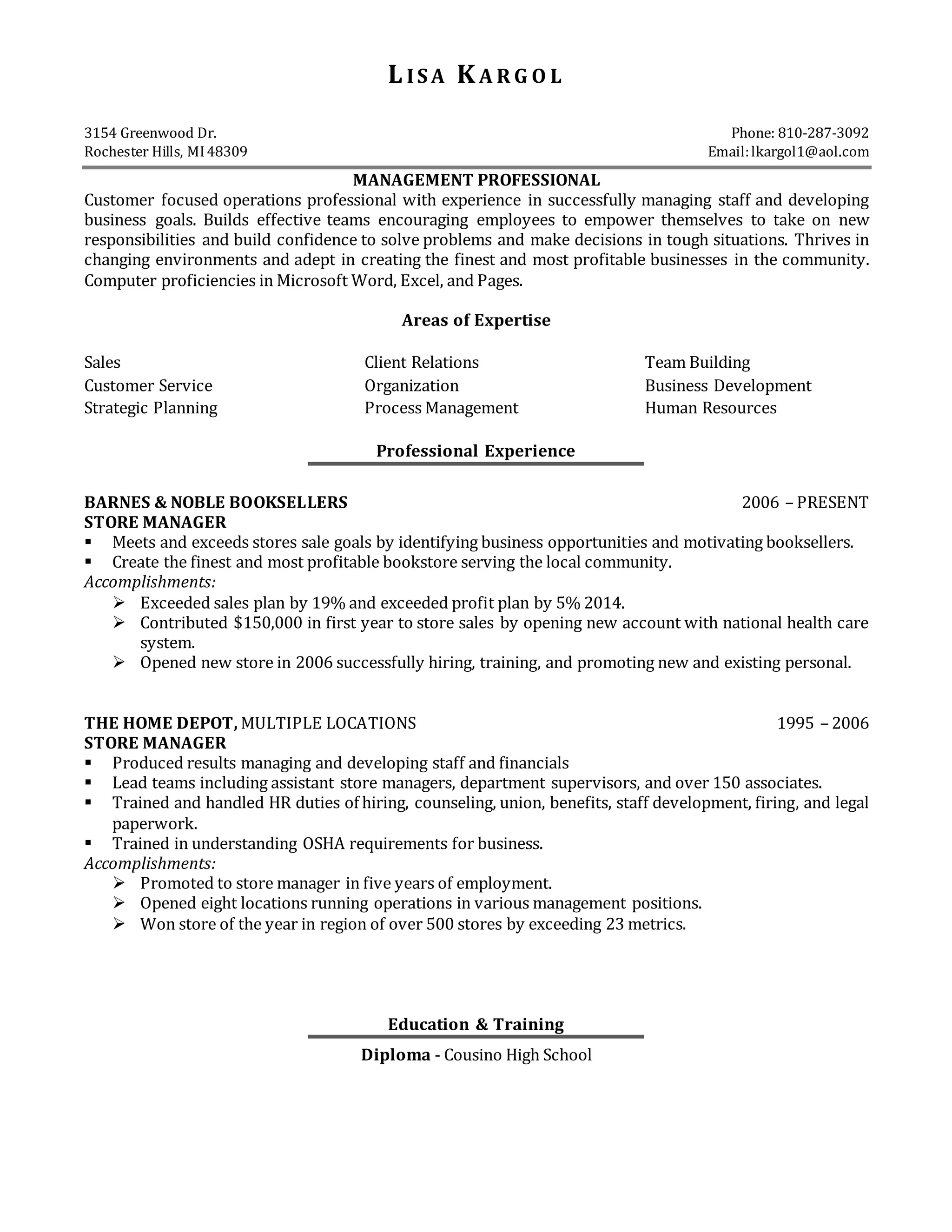 Lisa kargol resume | PDF