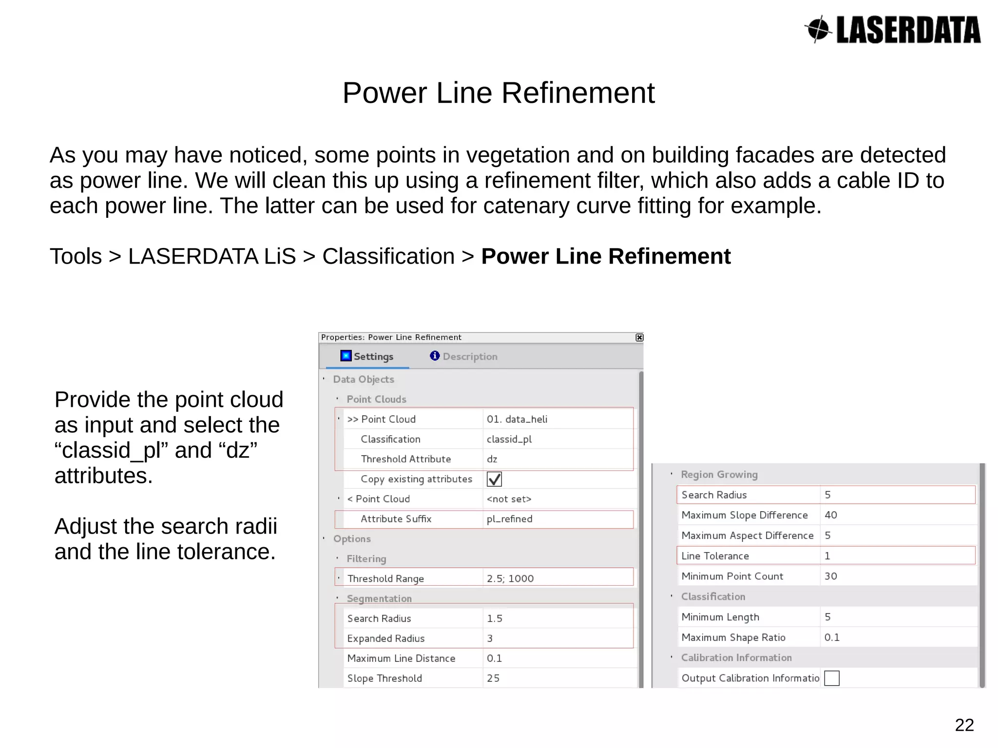 Point cloud classifiation including Powerlines with Laserdata LIS Software | PPT