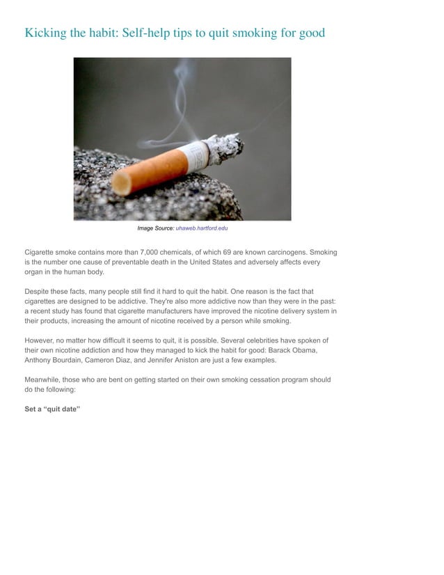 Kicking the habit: Self-help tips to quit smoking for good | PDF