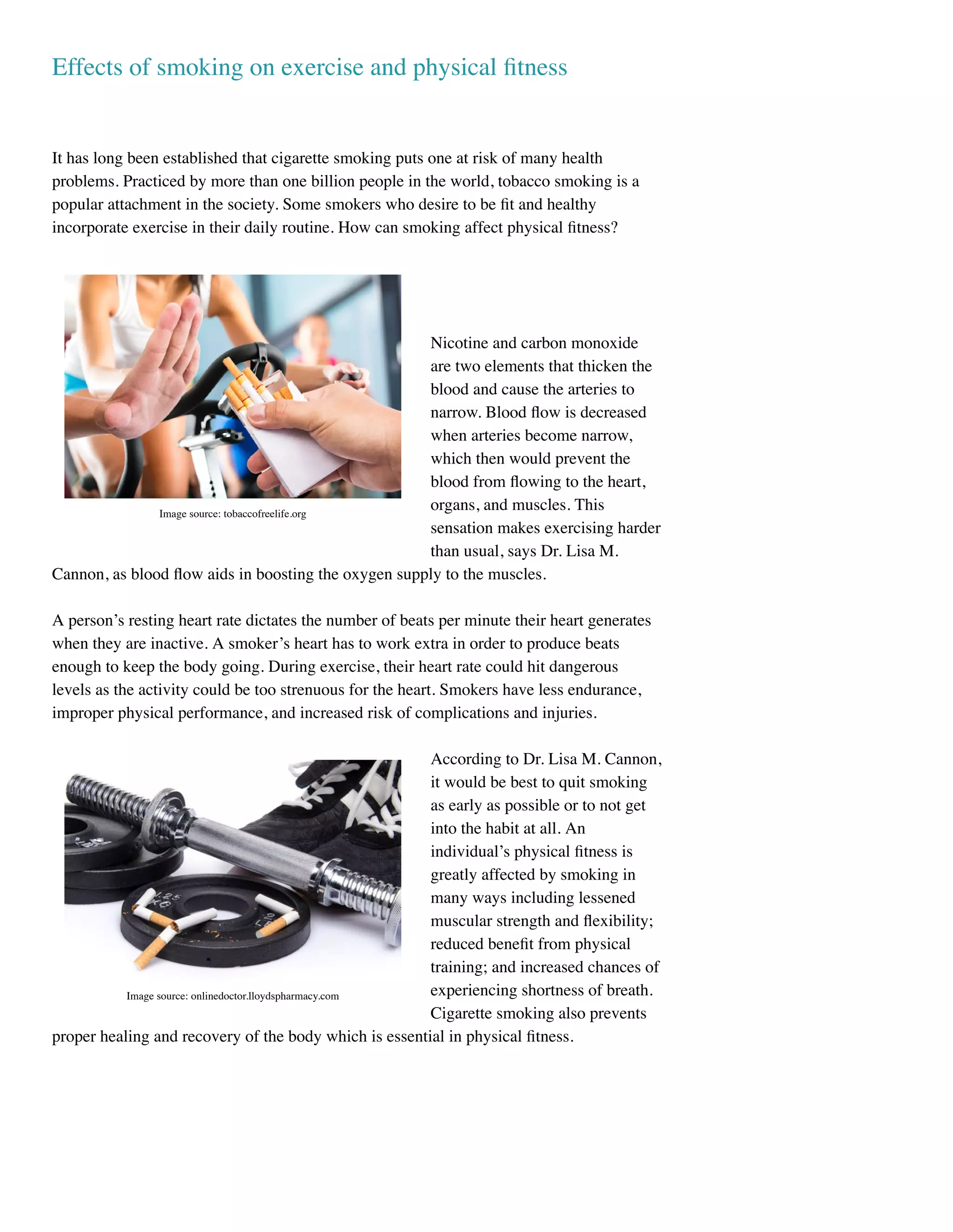 Effects of smoking on exercise and physical fitness | PDF