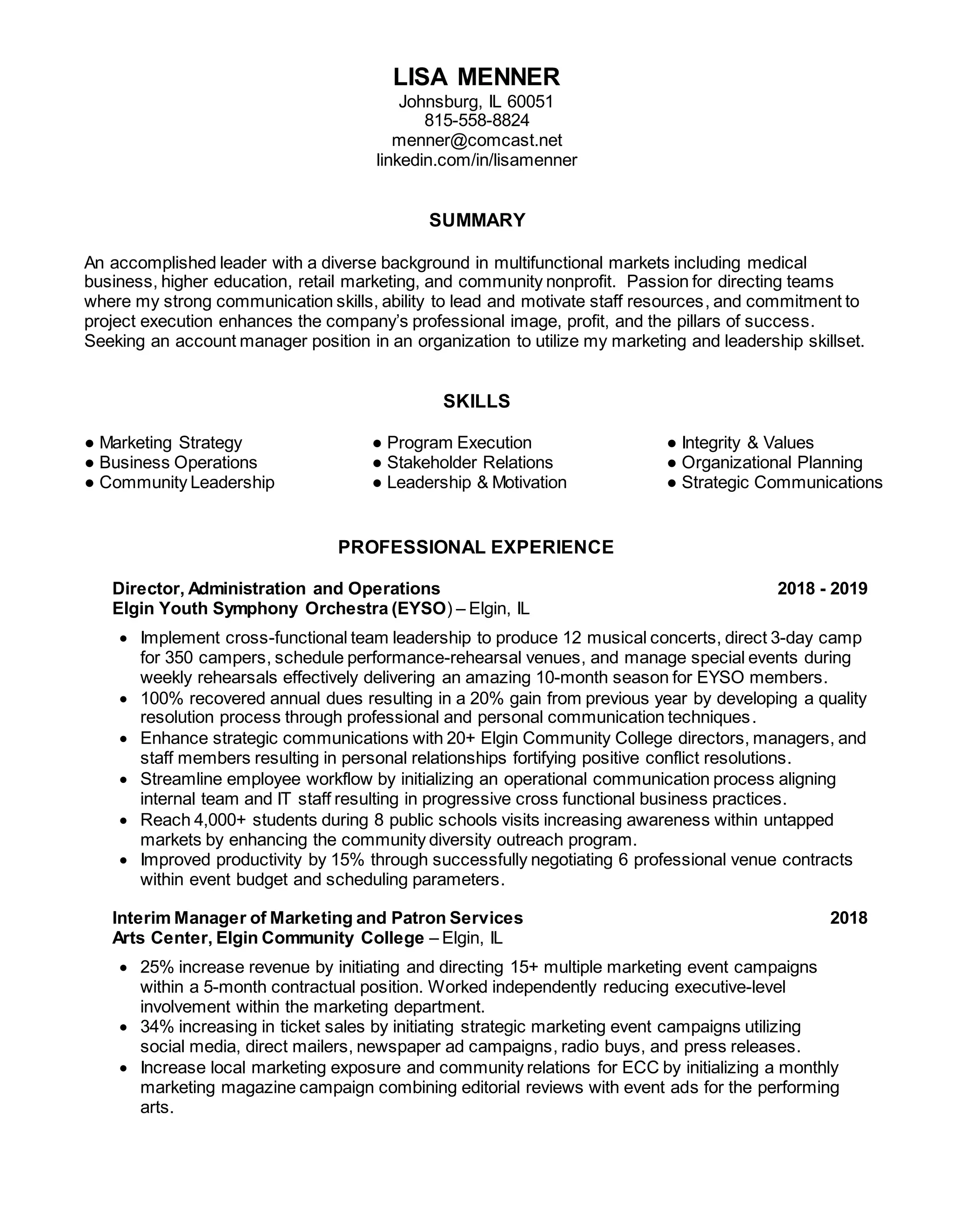 Lisa Menner Resume | PDF