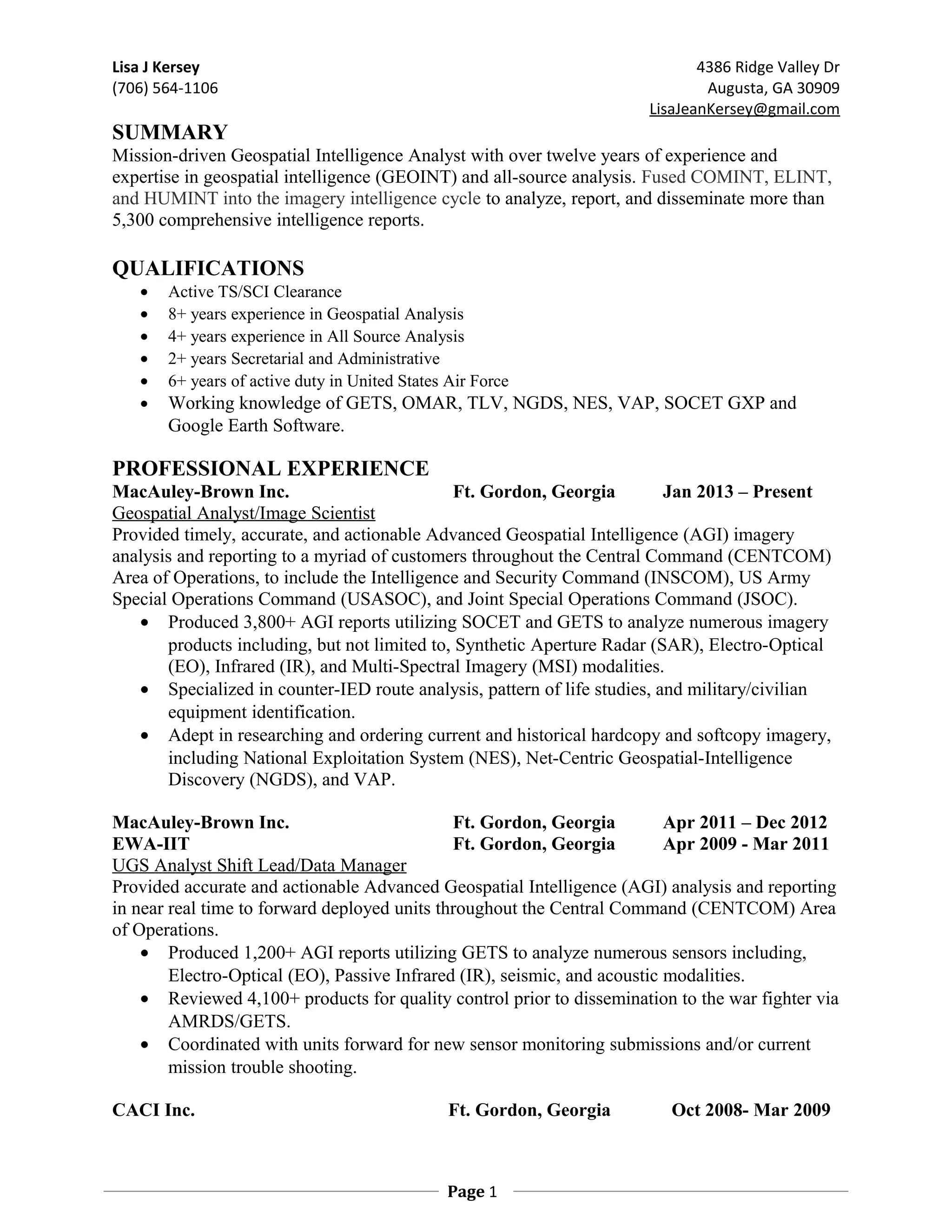 Lisa Kersey Resume | DOC