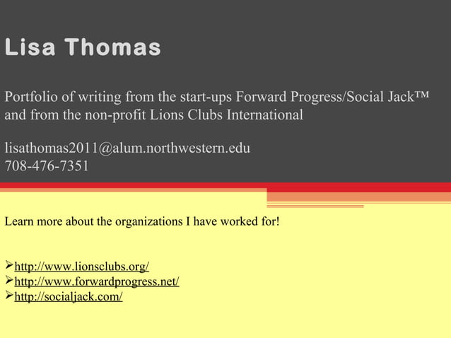 Lisa Thomas - writing samples.portfolio | PPT | Resume Writing and ...