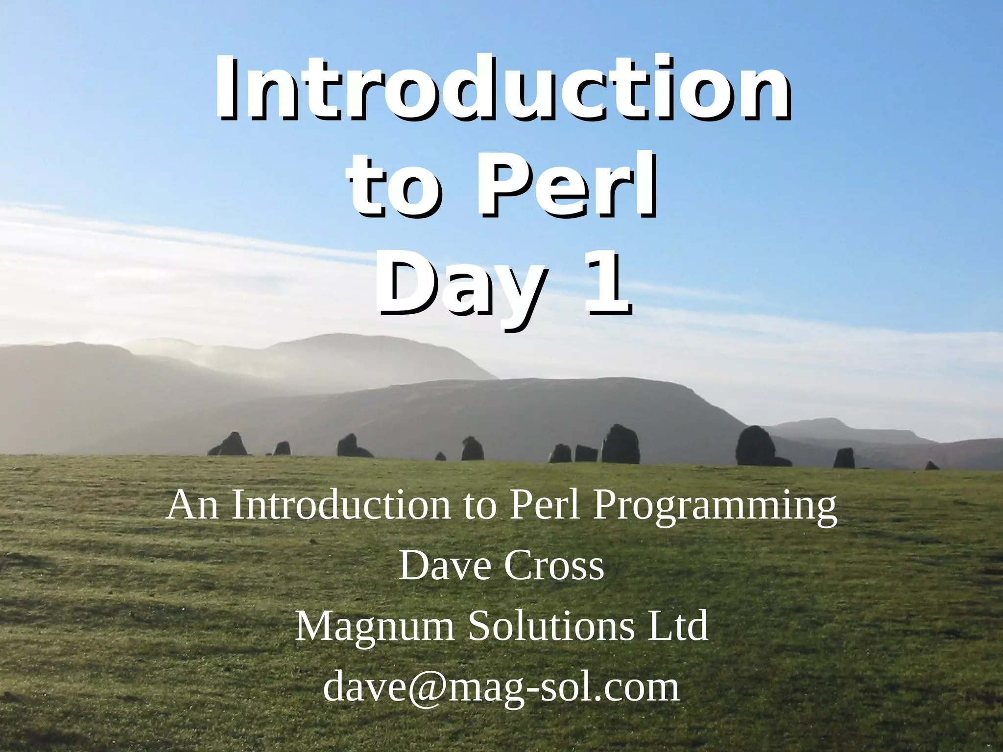 Introduction to Perl - Day 1 | ODP