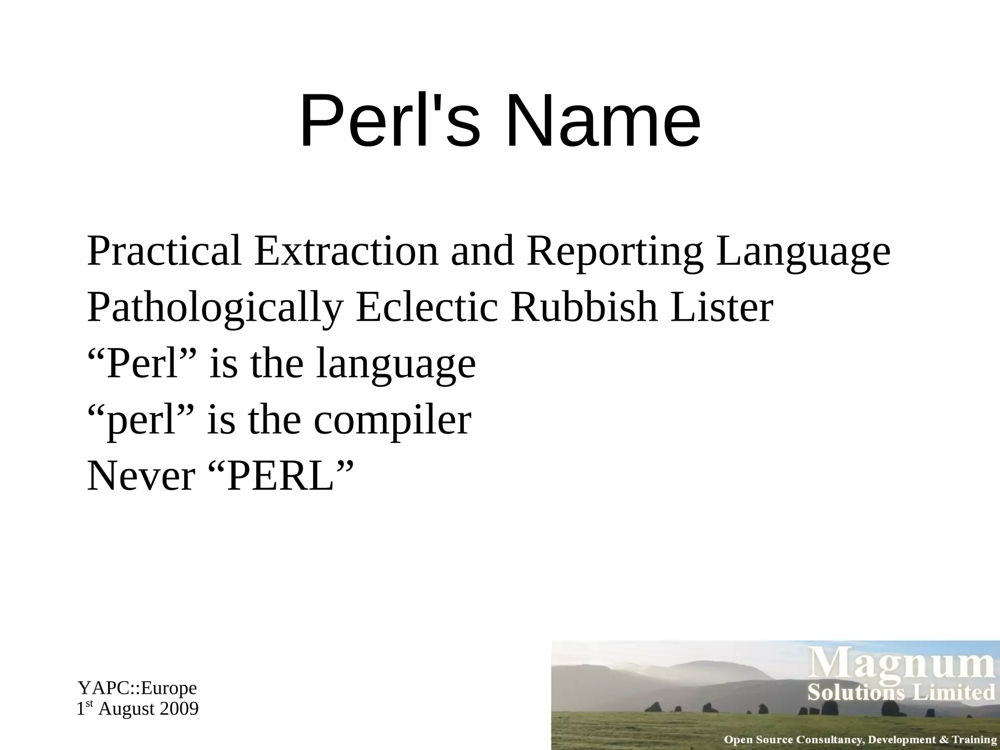 Introduction to Perl - Day 1 | ODP