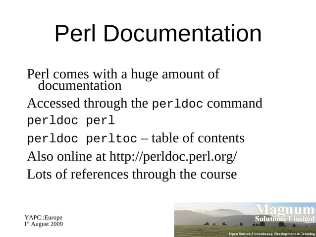 Introduction to Perl - Day 1 | ODP