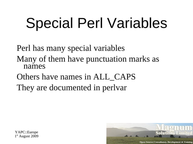 Introduction to Perl - Day 1 | ODP