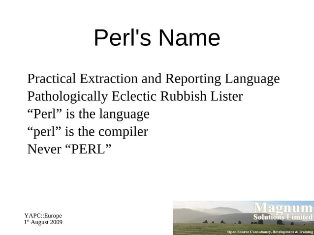 Introduction to Perl - Day 1 | ODP