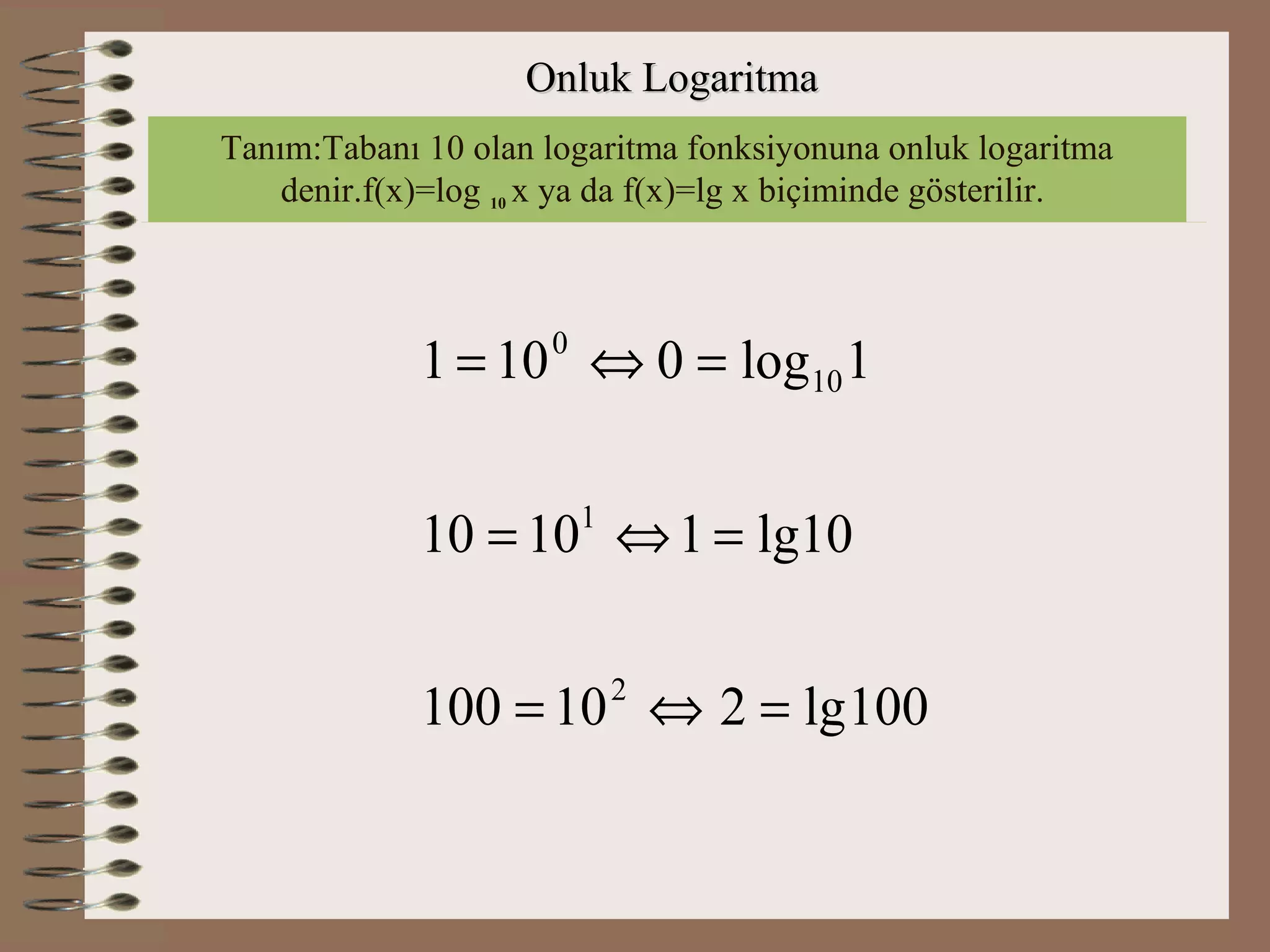 LİSE - LOGARİTMA FONKSİYONU (SLAYT) | PPT
