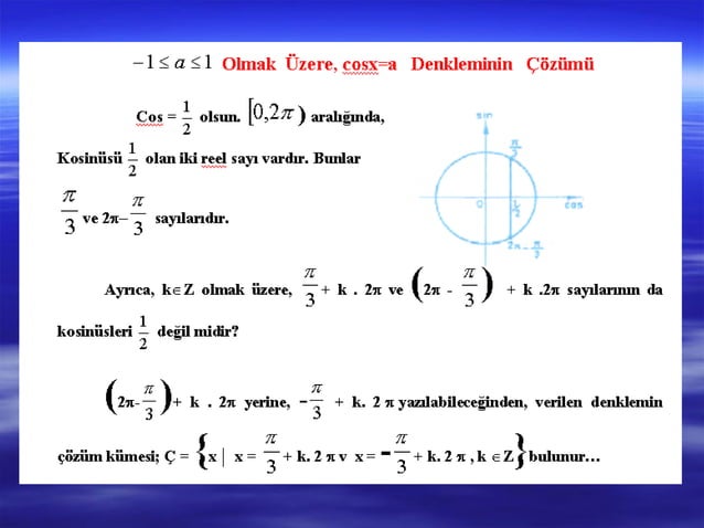 LİSE - TRİGONOMETRİK DENKLEMLER (SLAYT) | PPT