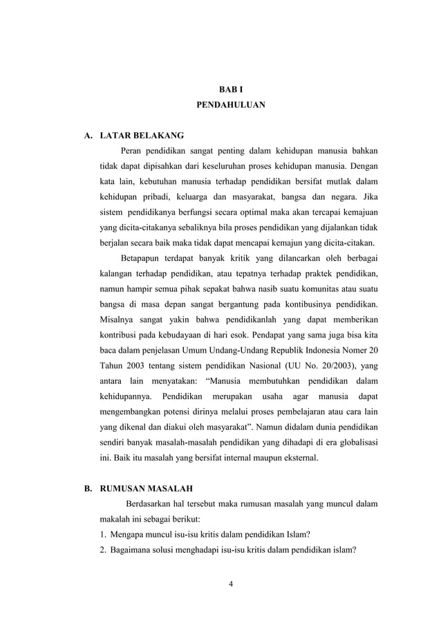 ISU-ISU KRITIS DALAM PENDIDIKAN ISLAM | DOCX