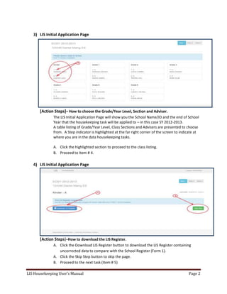 Lis housekeeping users manual (formal school) | DOCX