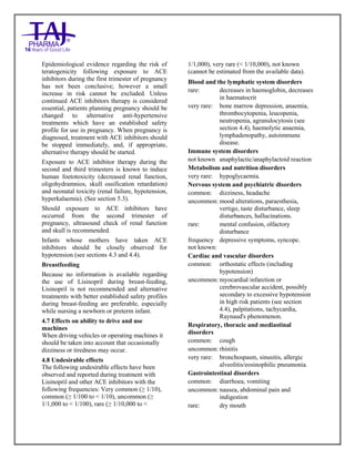 Lisinopril Tablets USP Taj Pharma SmPC | PDF