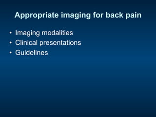 Appropriate imaging for back pain | PDF