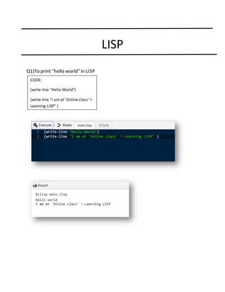 Lisp and prolog in artificial intelligence | PDF