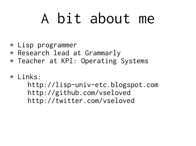 Lisp Machine Prunciples | PPT
