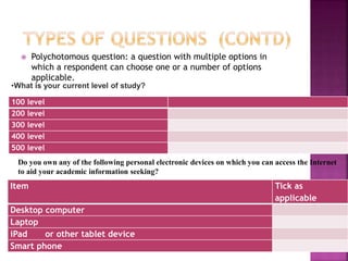 HOW TO CONSTRUCT A QUESTIONNAIRE | PPTX