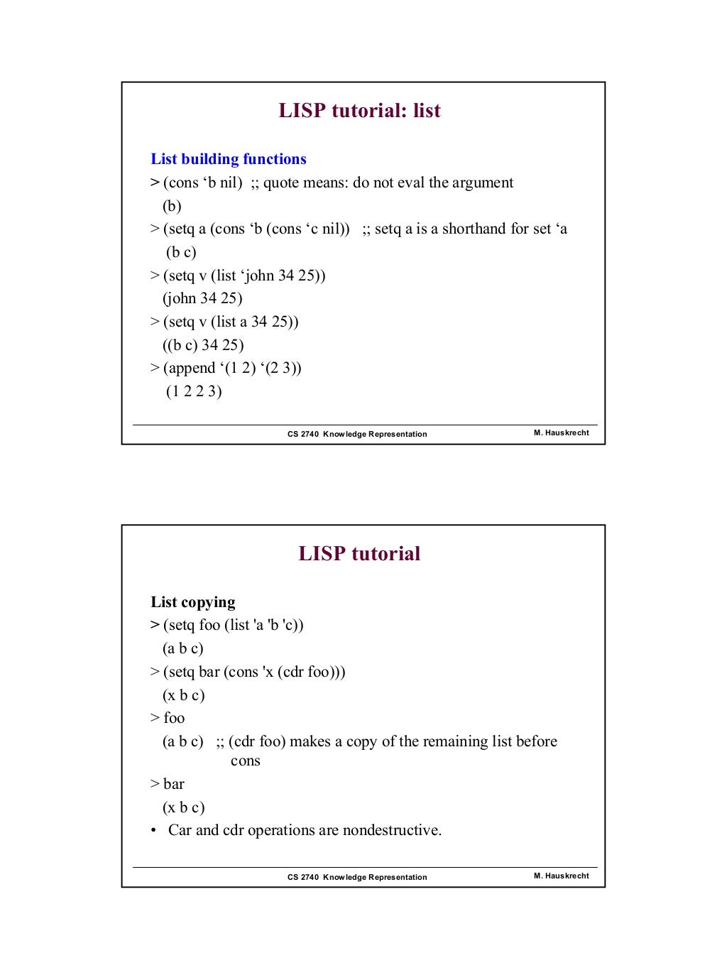 Lisp Tutorial