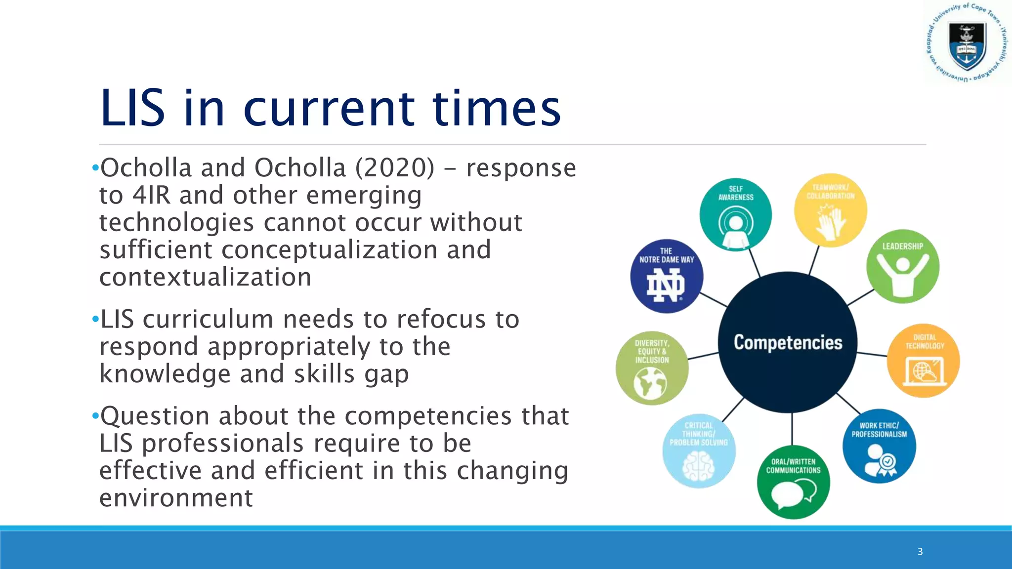 Relevance of LIS schools in South Africa and how 4IR has shaped the ...