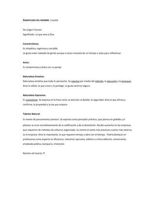 Lissette origen de nombre | DOCX
