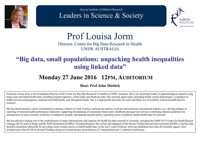 Leaders in Science and Society - Prof Louisa Jorm | PPT