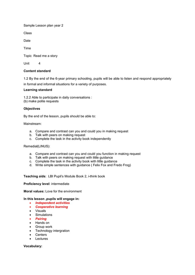 Lesson plan including LINUS | PDF