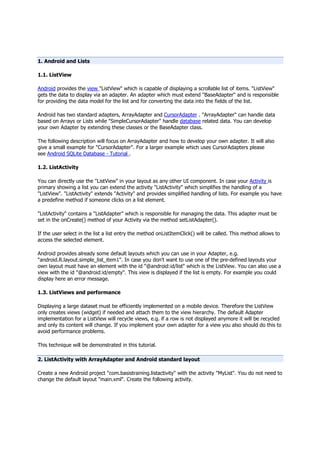Day 8: Dealing with Lists and ListViews | PDF