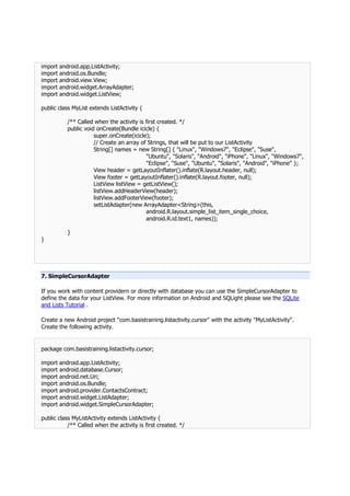Day 8: Dealing with Lists and ListViews | PDF