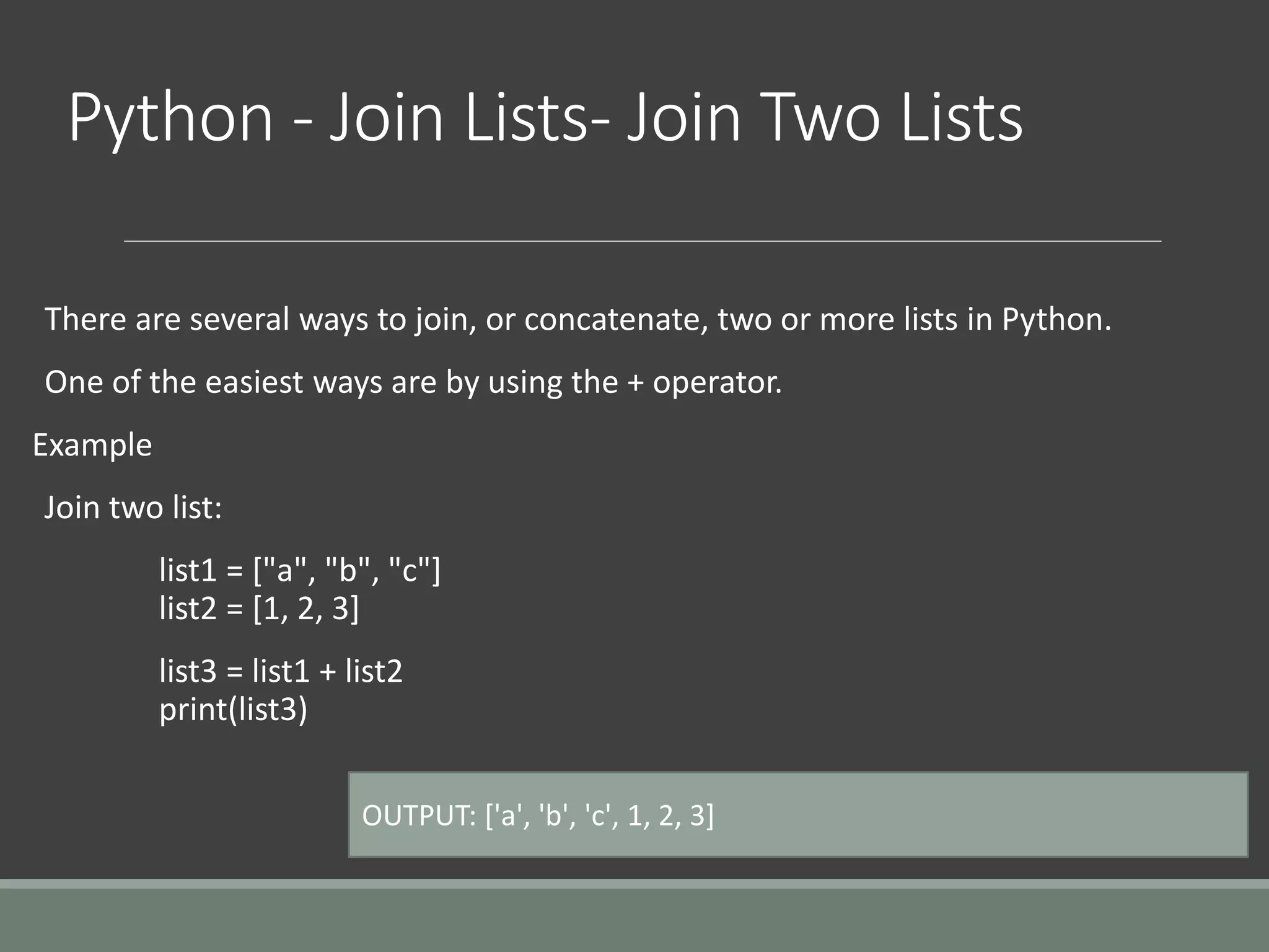 List in Python | PPTX