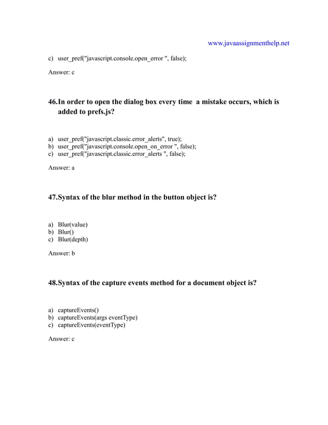 Java Multiple Choice Questions and Answers | PDF | Web Development ...