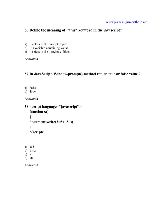 Java Multiple Choice Questions and Answers | PDF | Web Development ...