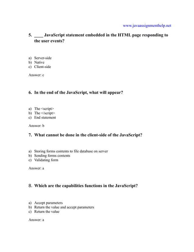 Java Multiple Choice Questions and Answers | PDF | Web Development ...