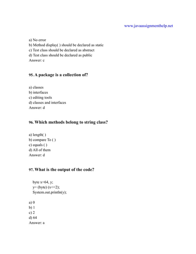 Java Multiple Choice Questions and Answers | PDF | Web Development | Internet