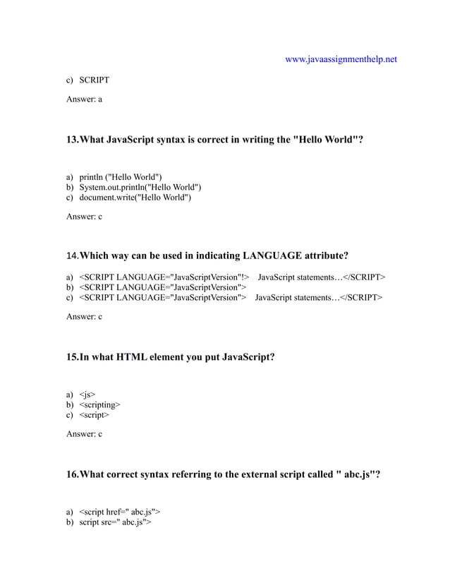 Java Multiple Choice Questions and Answers | PDF | Web Development ...