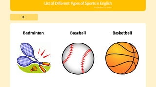 Different Types of Sports in English | PPTX