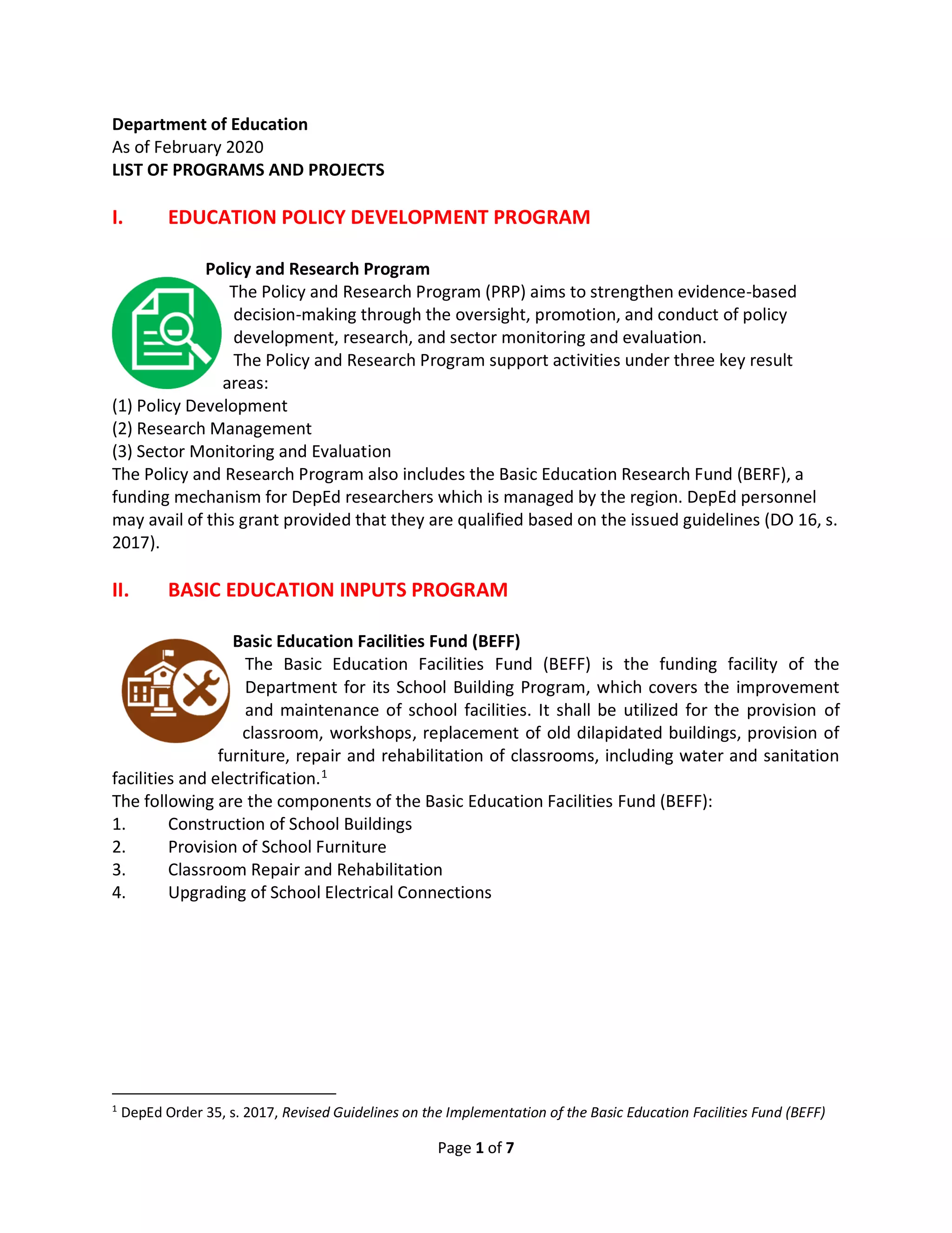 List of-programs-and-projects.final .ts- | PDF