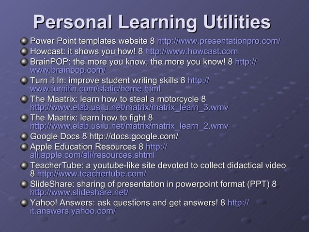 List Of Useful Links for an e-didactic | PPT