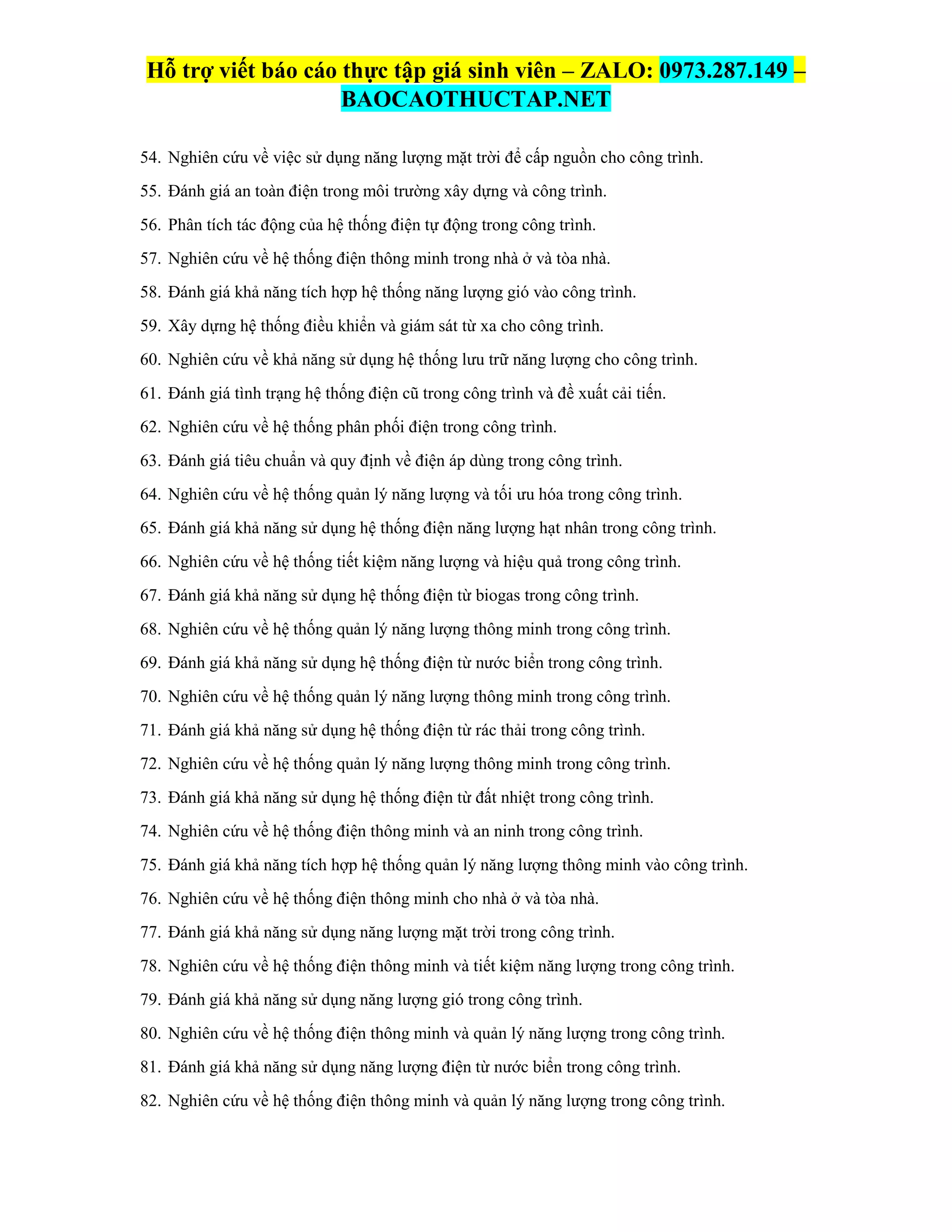 List 200 Đề Tài Báo Cáo Thực Tập Ngành Điện Công Trình, Từ Các Trường ...