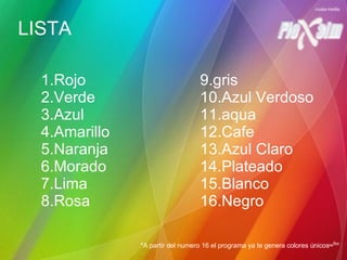 Lista de Colores en FlexSim | PPT
