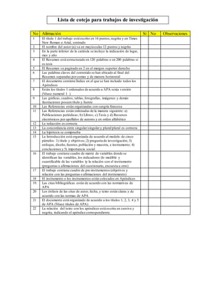 Lista de cotejo para trabajos de investigacion lilly soto vasquez 13 02 ...